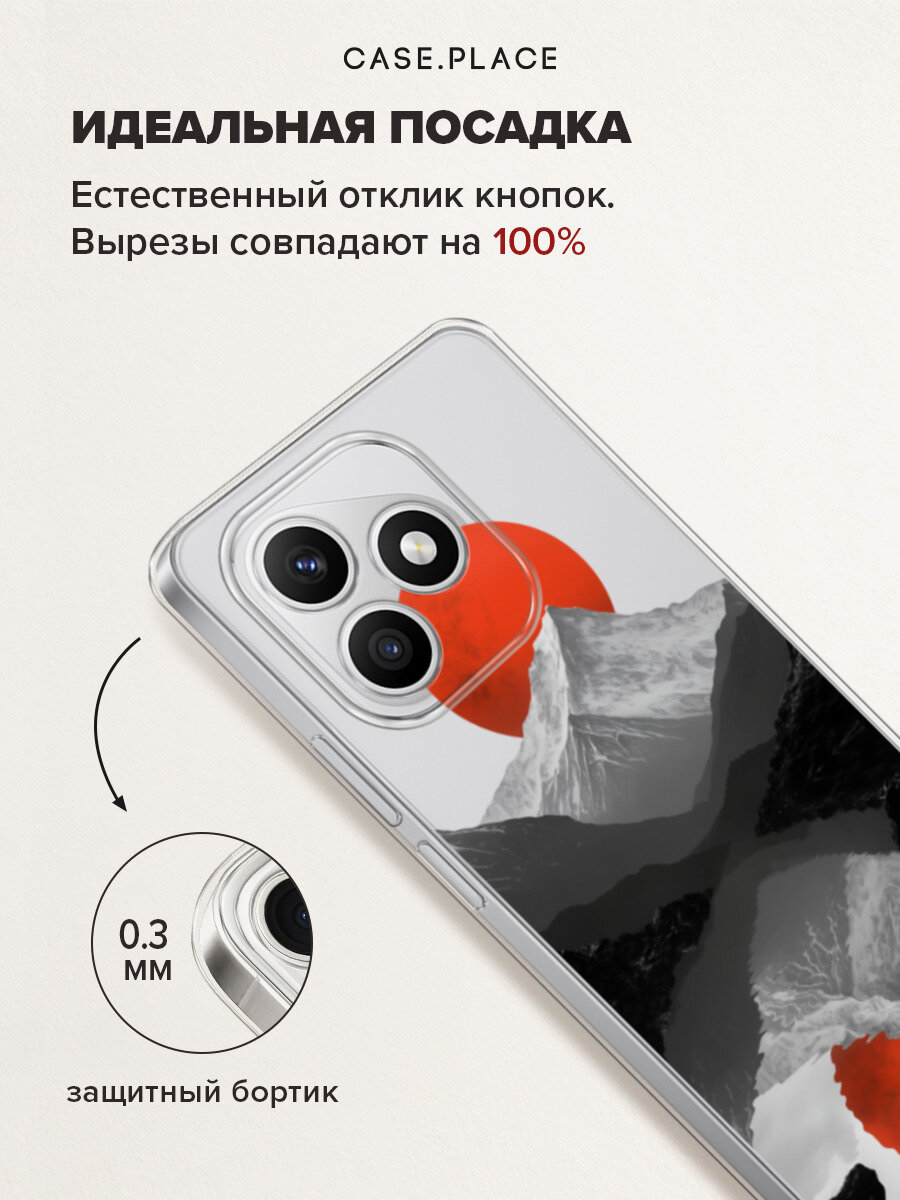 Чехол на Honor X8d / Хонор X8d с принтом Белая гора 2, прозрачный — фото 1