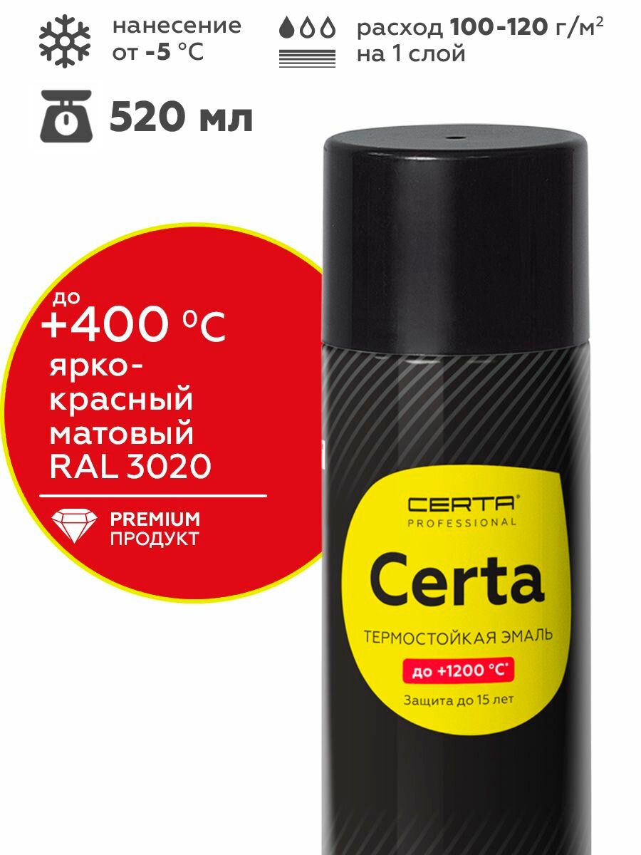 Аэрозольная краска термостойкая, до 400 градусов, антикоррозионная, для печей, мангалов, радиаторов, дымоходов, ярко-красный матовый 520 мл термостойкая краска краска для печей краска для мангала анти