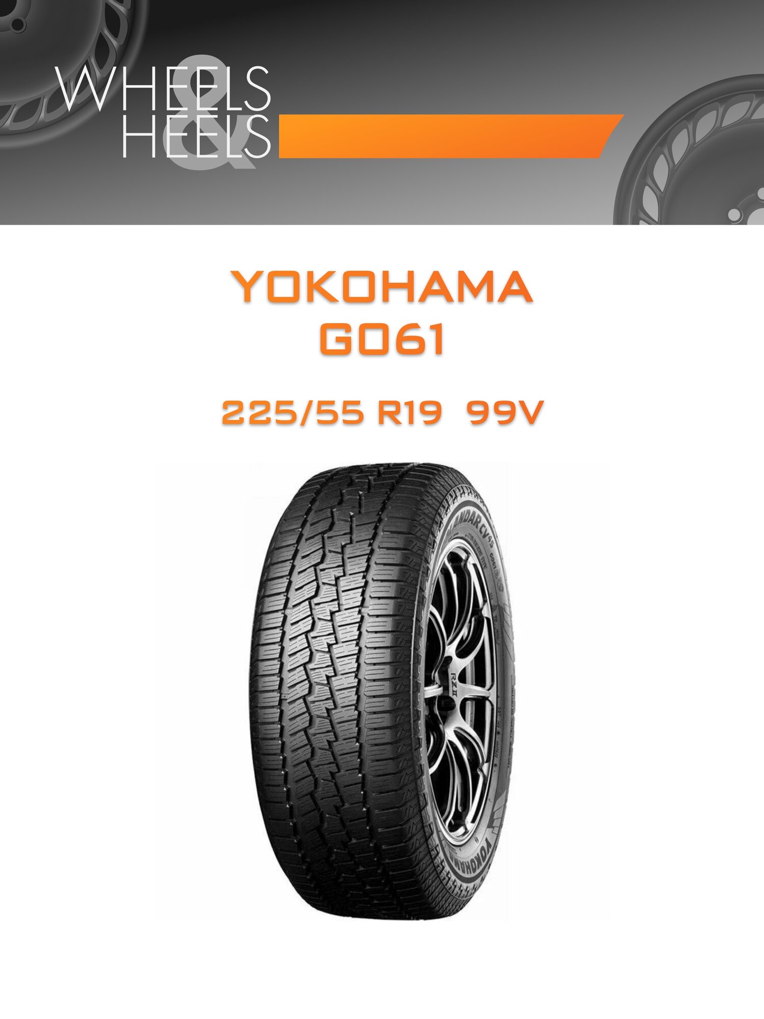 Шина автомобильная Yokohama G061 225/55 R19 99V WINTER, зимняя, универсальная