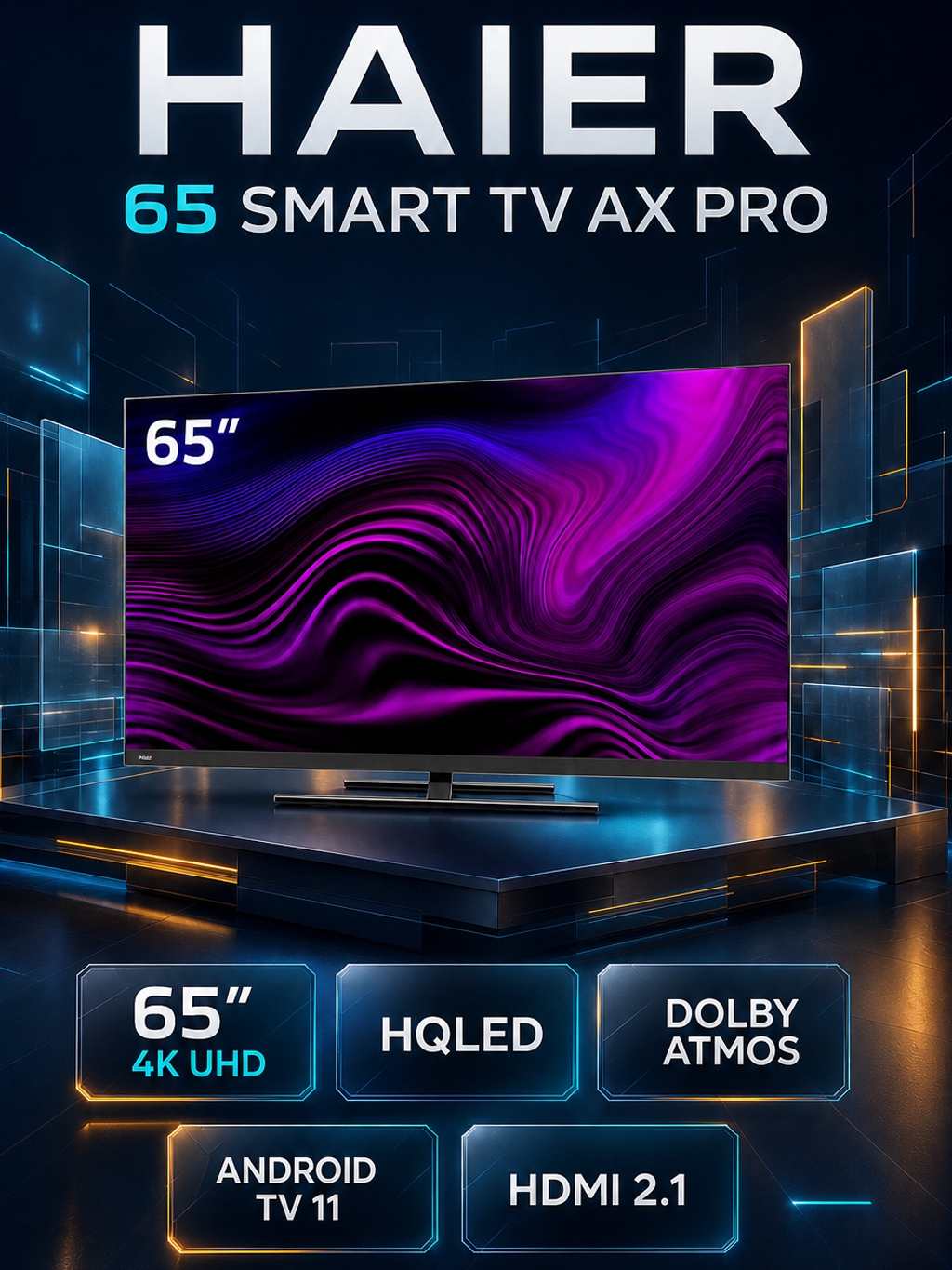 Телевизор Haier Smart TV 65 AX Pro, диагональ 65", Android TV