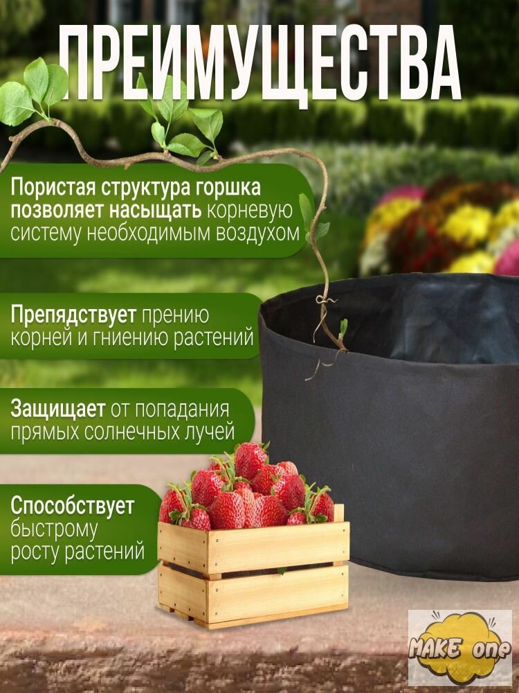Грядка MAKE one, 60х20см, 75л, черная, многоразовая для сада и огорода — фото 1