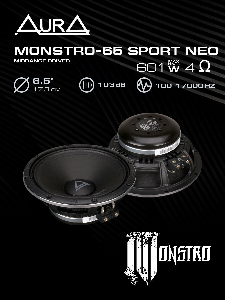 Эстрадная СЧ акустика AurA MONSTRO-65 SPORT NEO / 6.5″ (17.3 см), 601 Вт