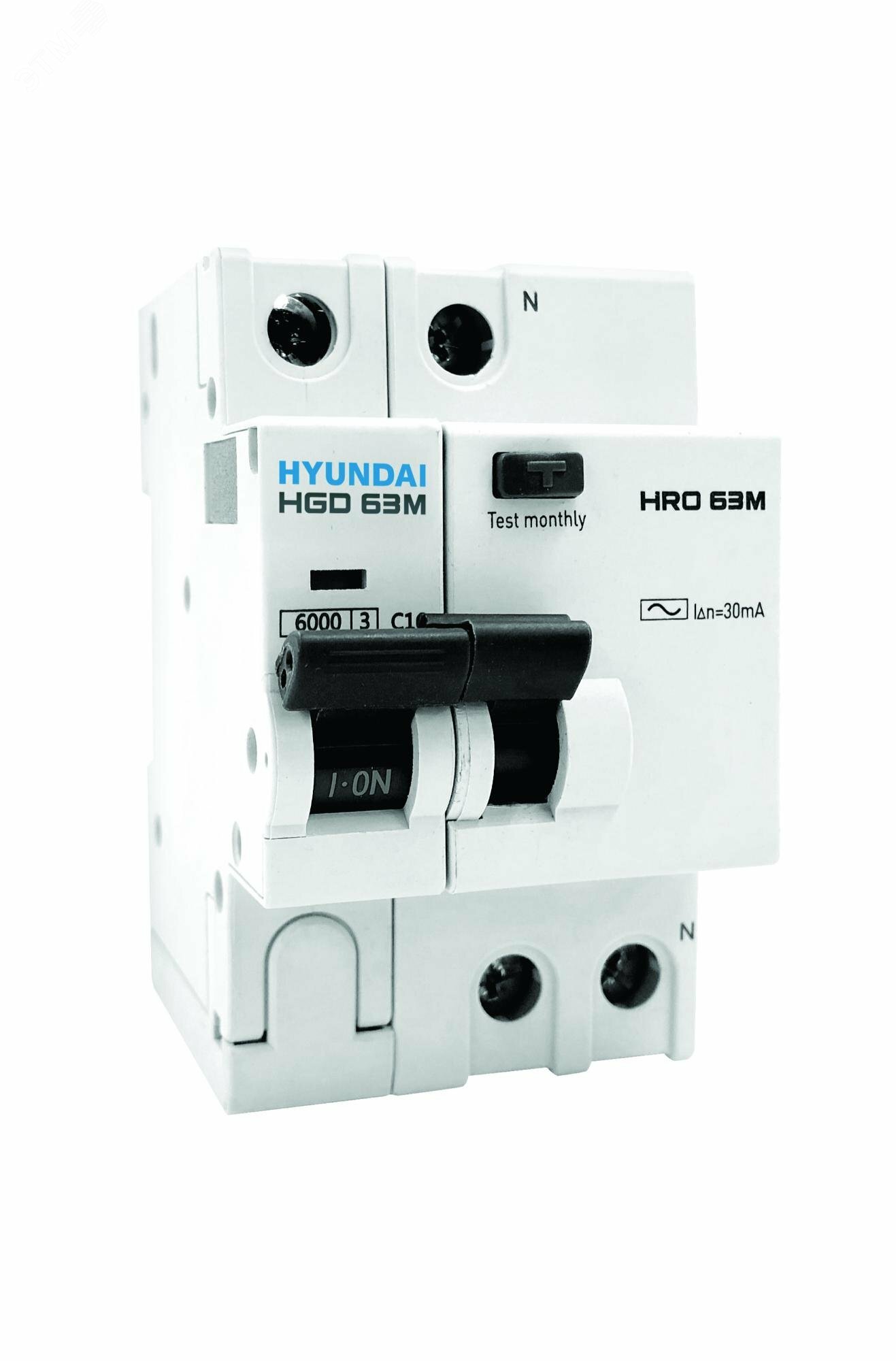 Дифференциальный автомат Hyundai HRO63M 1NG4C0000C 00016G 1п + нейтр, 16A ток, к. з. 13.06.000120