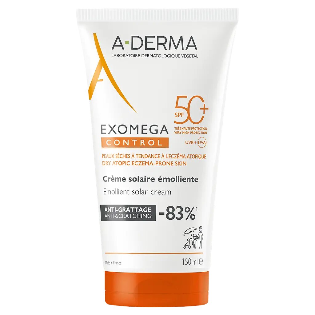 A-Derma Exomega Control Смягчающий солнцезащитный крем-эмолент для лица и тела SPF50+ 150 мл 1 шт