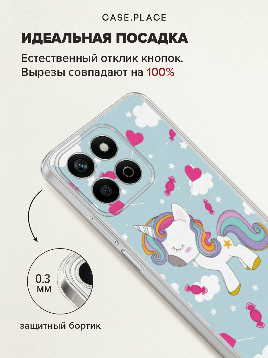 Чехол на Honor X7c / Хонор X7c с принтом "Сладкий единорожек" — фото 1