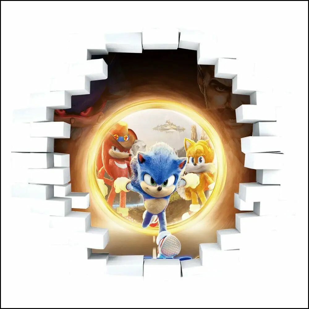 Sonic The Hedgehog 3D наклейки для интерьера, Еж Соник мультфильмы с самоклеющимися обоями