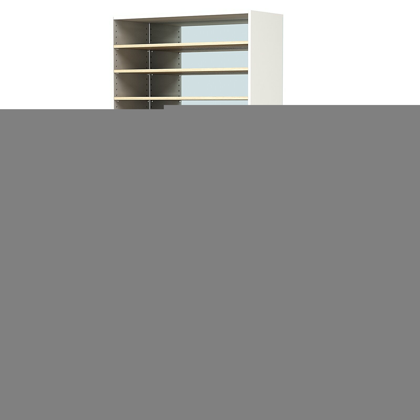 Стеллаж из ДСП с 10-ю полками 350x900 мм серии LEVEL-10 №13-2 (З/C - зеркало), Белый + Дуб Сонома