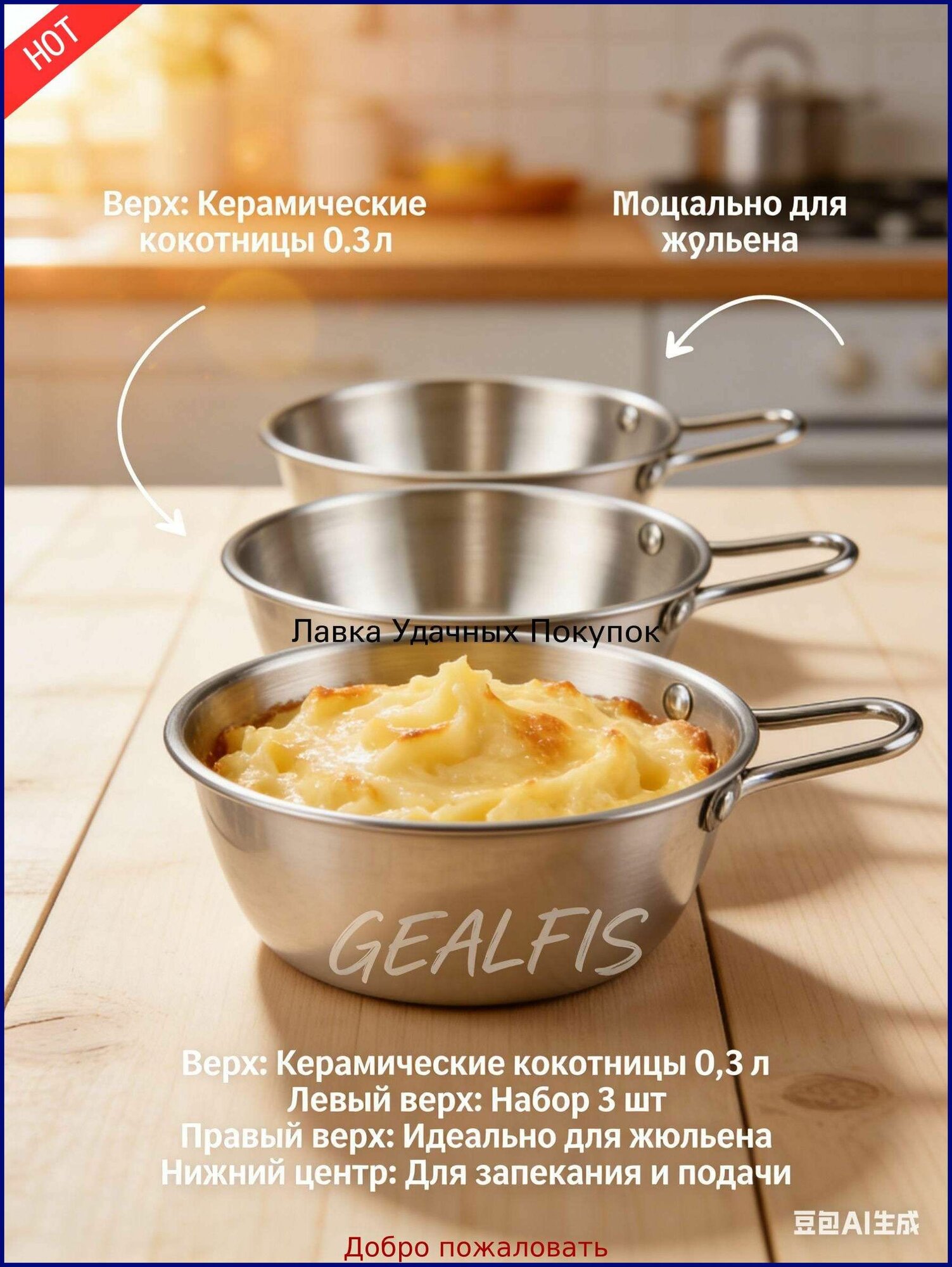 Кокотница, 3 шт
