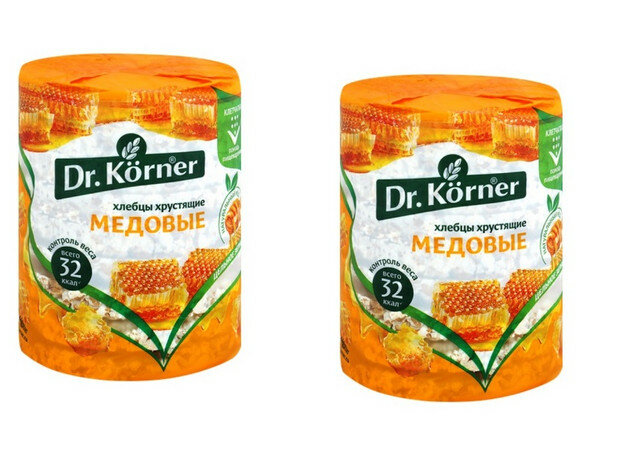 Dr. Korner Хлебцы Злак коктейль , Медовый, 100г,2 шт