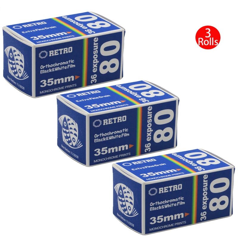 Кодак Ретро 80 Черно-белая плёнка 35мм 36 кадров 3 Rolls