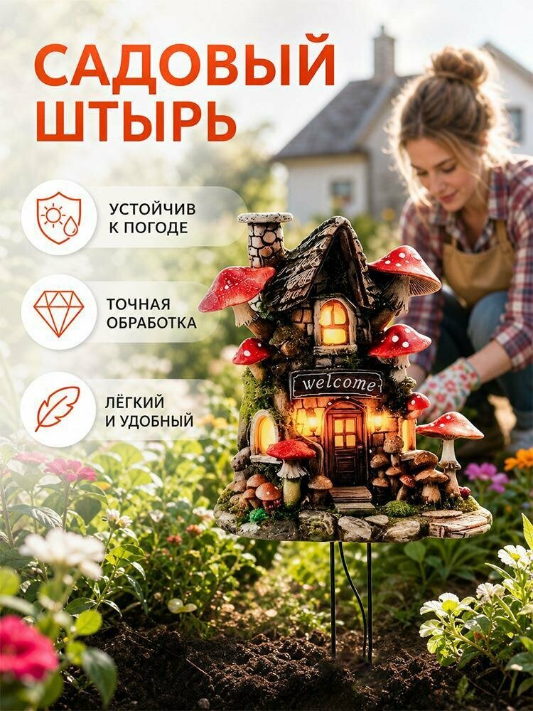 Декоративный садовый штекер для горшков и цветов Акриловый домик 1 шт