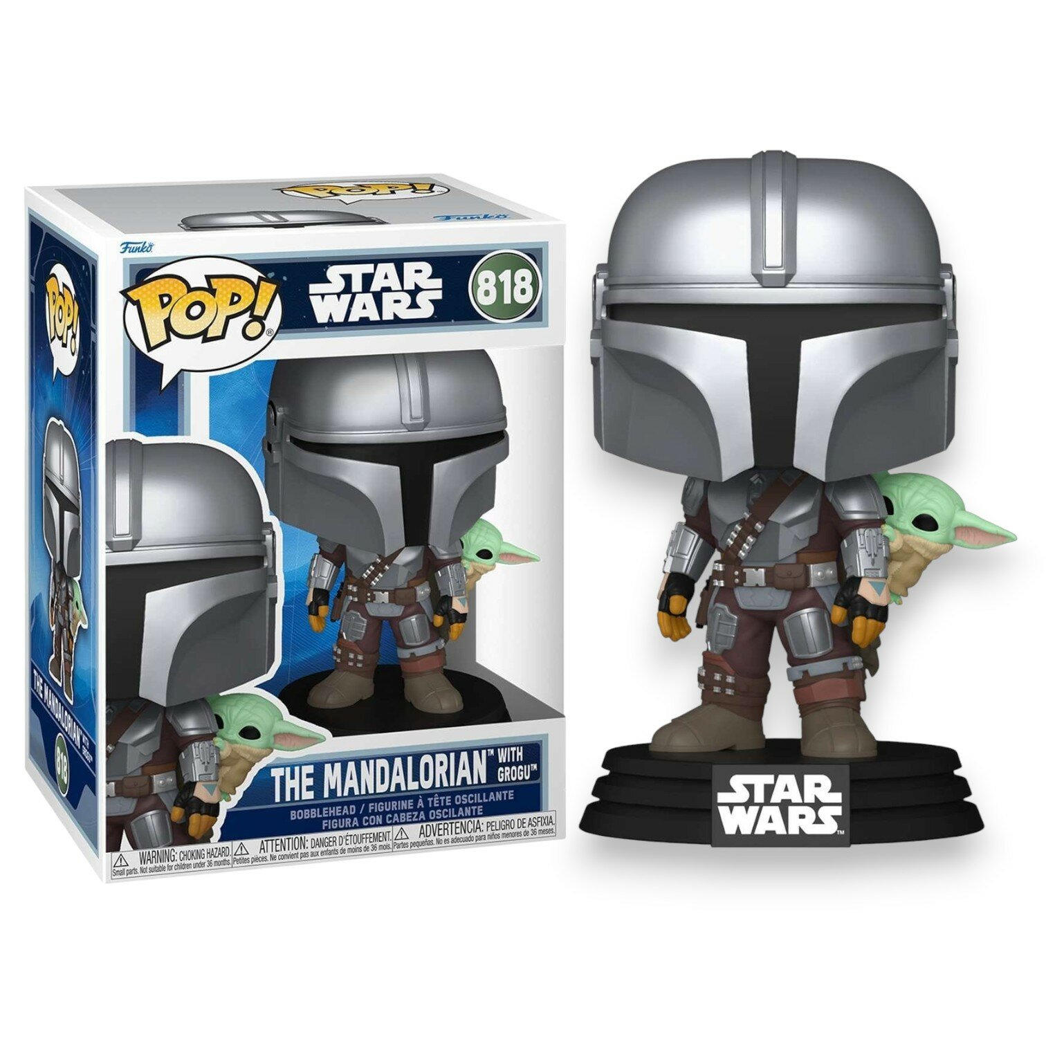 Фигурка Мандалорец и Грогу "Mandalorian with Grogu On Back" от Funko POP! 818