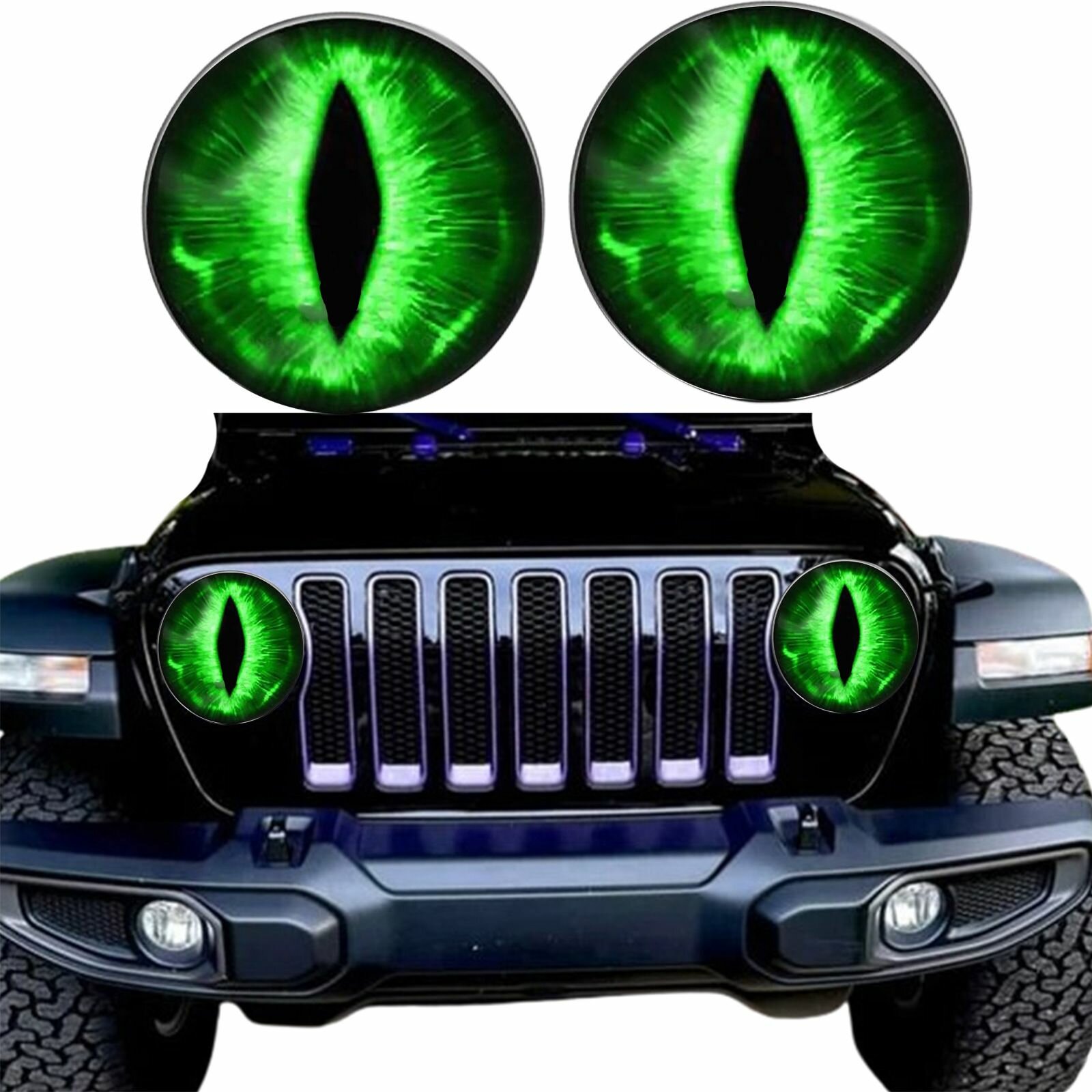 Наклейки Глаза хищника на круглые фары Jeep Wrangler, перфорированный винил, водостойкий тюнинг для внедорожника