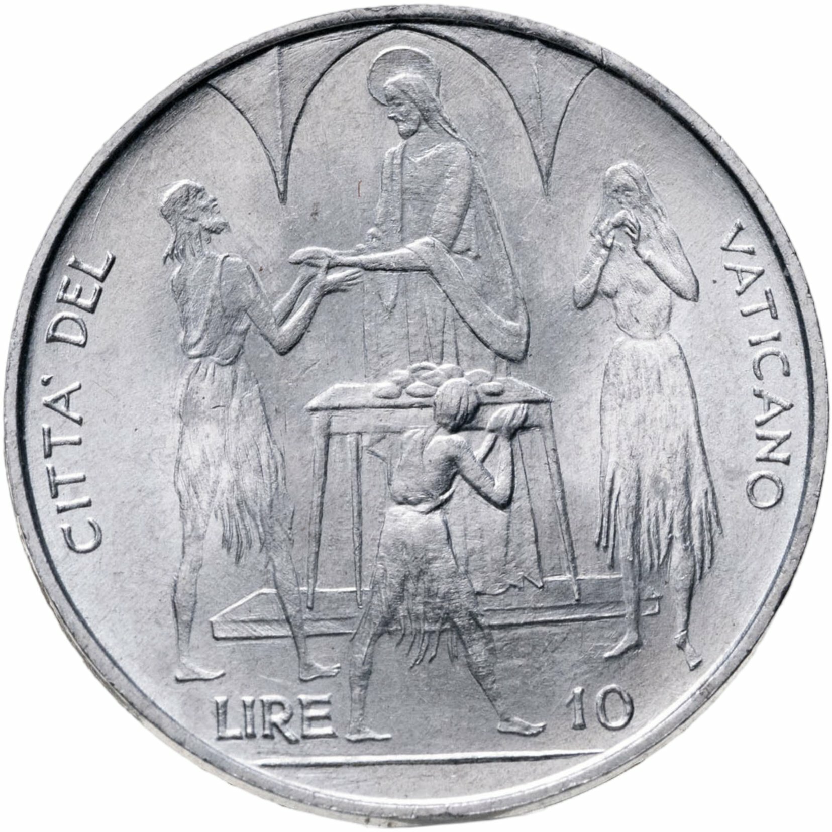Ватикан 10 лир lire 1968, Алюминий, в сохранности UNC