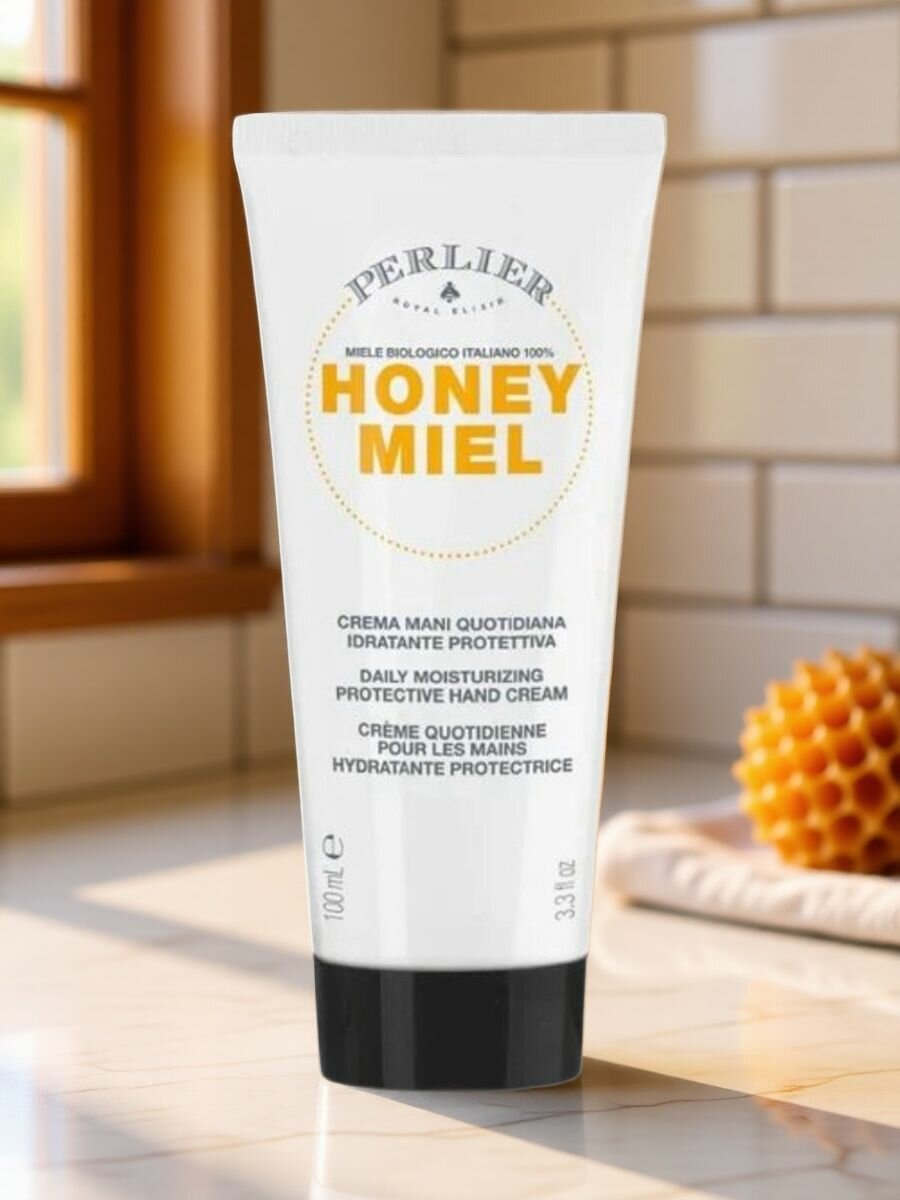 PERLIER защитный крем для рук Honey Miel Медовый эликсир 100 мл, увлажняющий, питательный, с медом, маточным молочком и пчелиным воском
