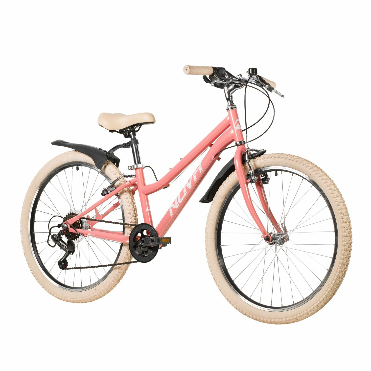 Велосипед NOVATRACK 24" JENNY сталь 12', коралловый, 6 скор. TY21/TS-38/SG-6S, V-brake