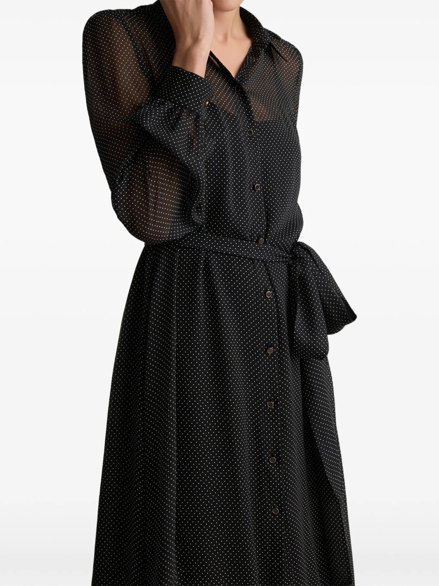 Платье St. John Dot printed silk midi dress, размер 18 — фото 1