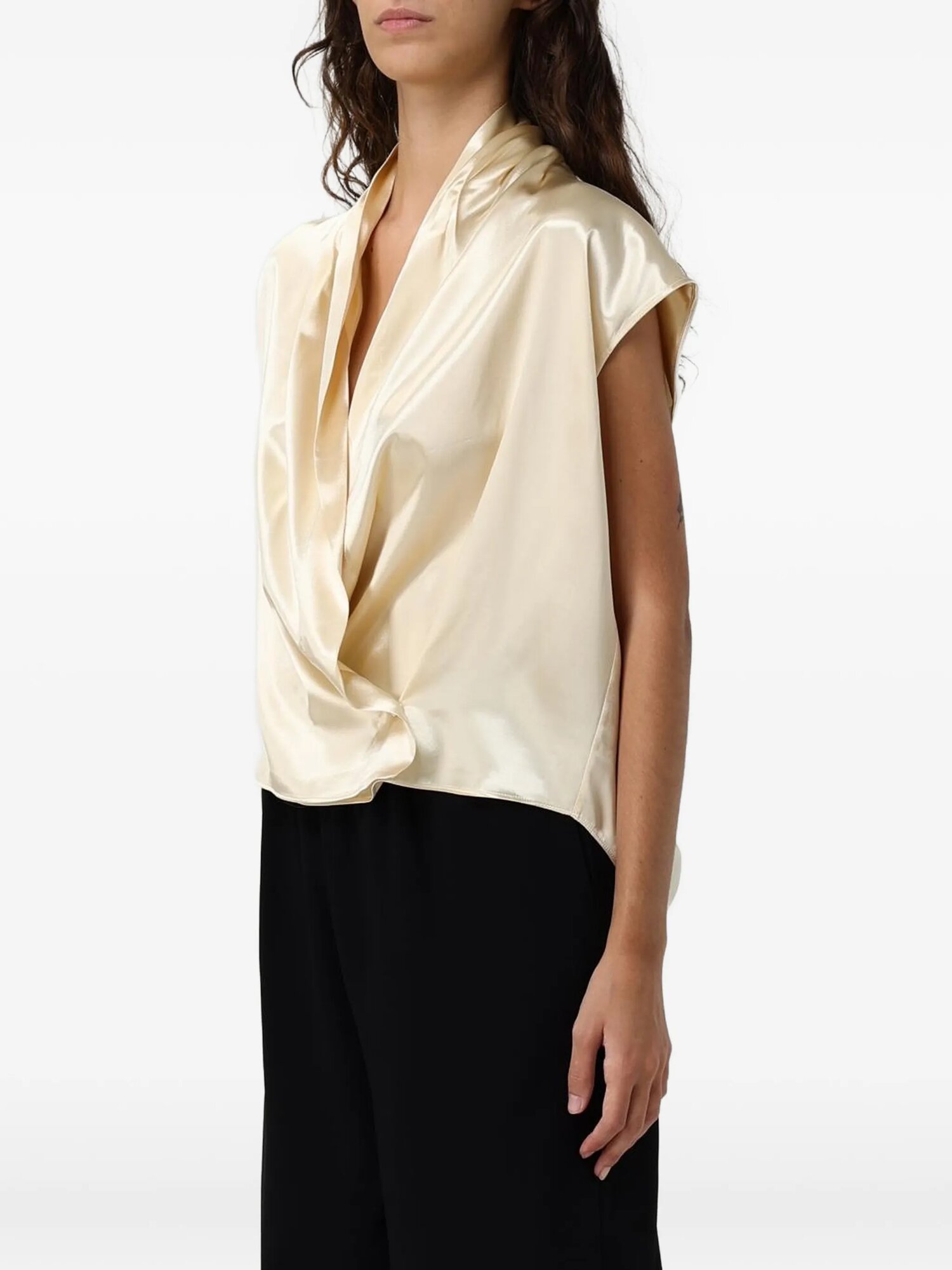 Блуза Alberta Ferretti Satin-finish draped blouse, размер 40 — фото 1