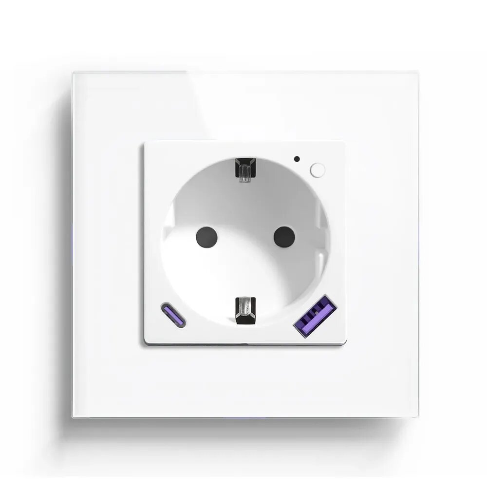 Умная розетка Zigbee, белая, c USB.