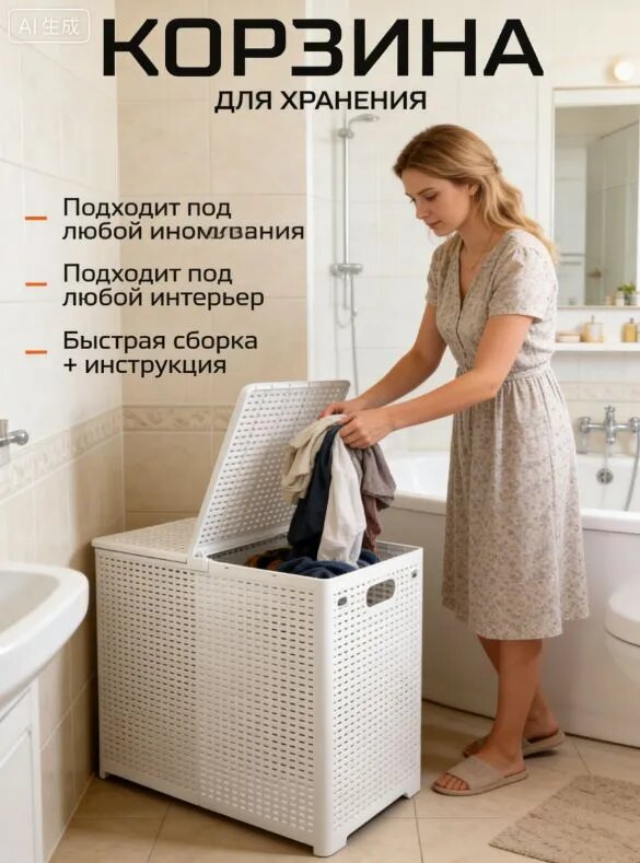 Корзина для белья 80 л 1 шт