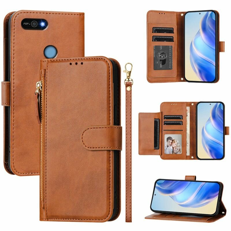 Чехол-книжка для Tecno Pop 2 Power и Pop 2 Pro и Pop 2Fи Pop 2 и B1F и B1P с кошельком на молнии. Мягкий силикон, полная защита, ударостойкий, беспроводная зарядка
