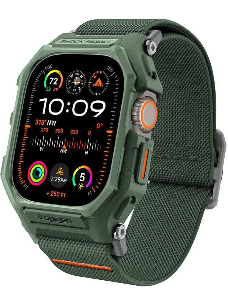Ремешок Spigen серии Apple Watch, чехол Lite Fit Pro и ремешок, совместимый с 49 мм, прочный корпус из ТПУ с легким тканевым ремешком