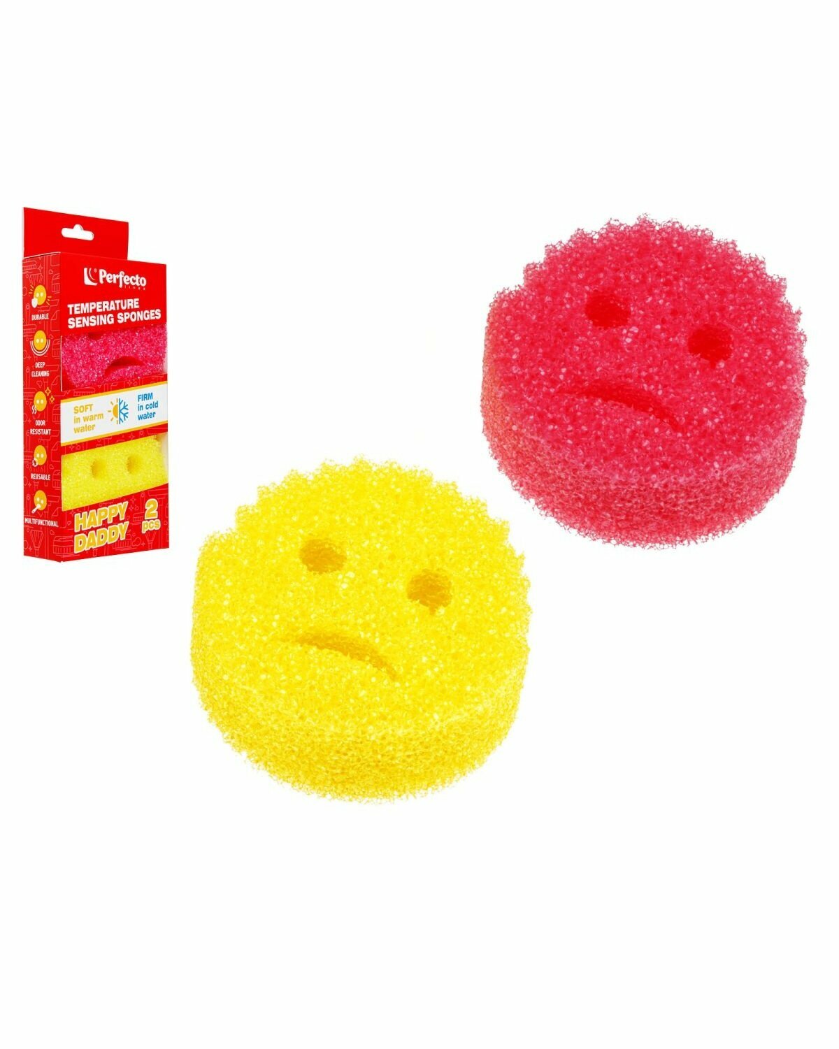 Губки бытовые PERFECTO LINEA Happy Daddy термочувствительные 2 штуки (45-200104)