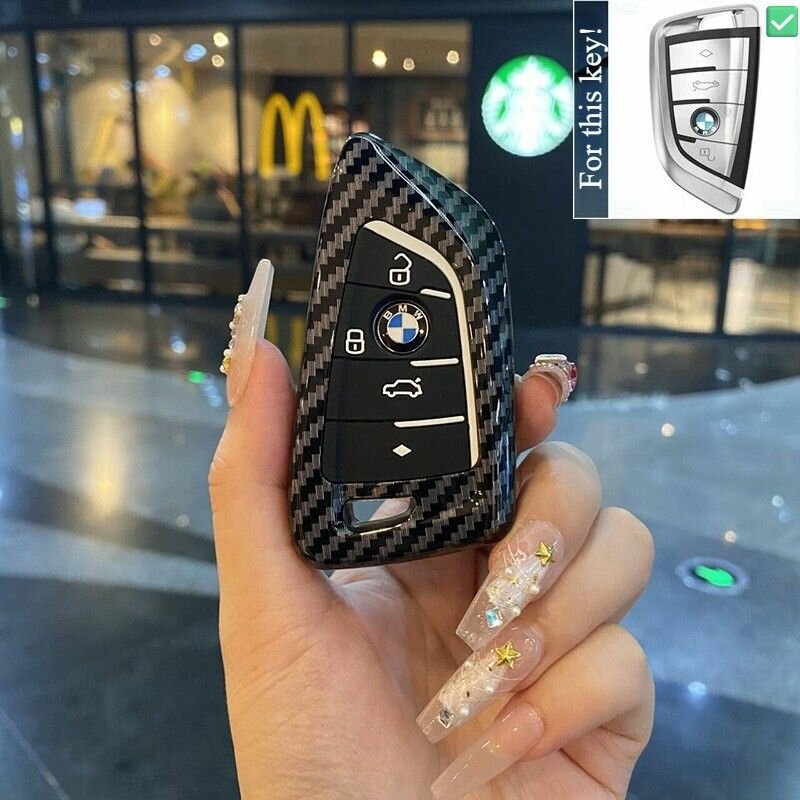 Защитный чехол для ключа BMW, карбоновый рисунок, для 1, 3, 5, 7 серии, X1, X3, X5