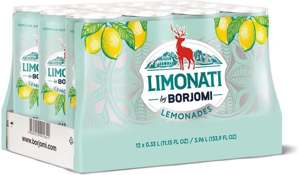 Лимонад Limonati by Borjomi Цитрус, 12 шт х 0,33 л