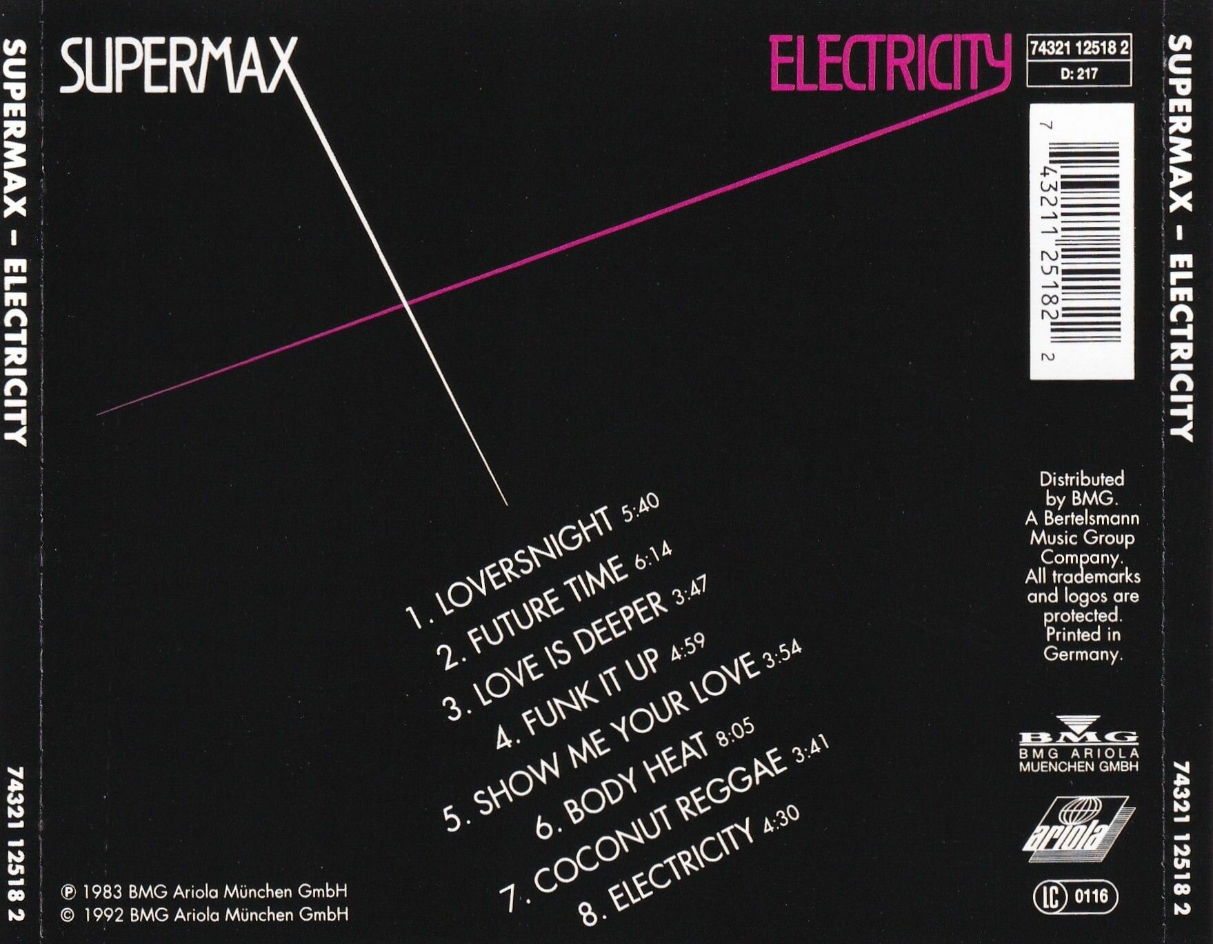Supermax - Electricity, 1992, 8-page, CD-Аудио — фото 1