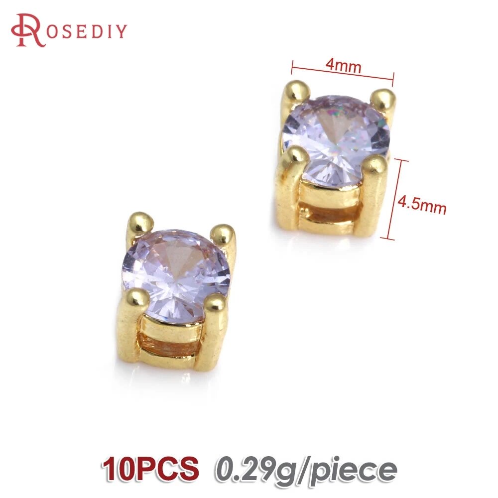 Круглые бусины Rosediy из латуни с цирконом, цвет золота 18K, 3 мм, 4 мм, 7.5 мм 39809