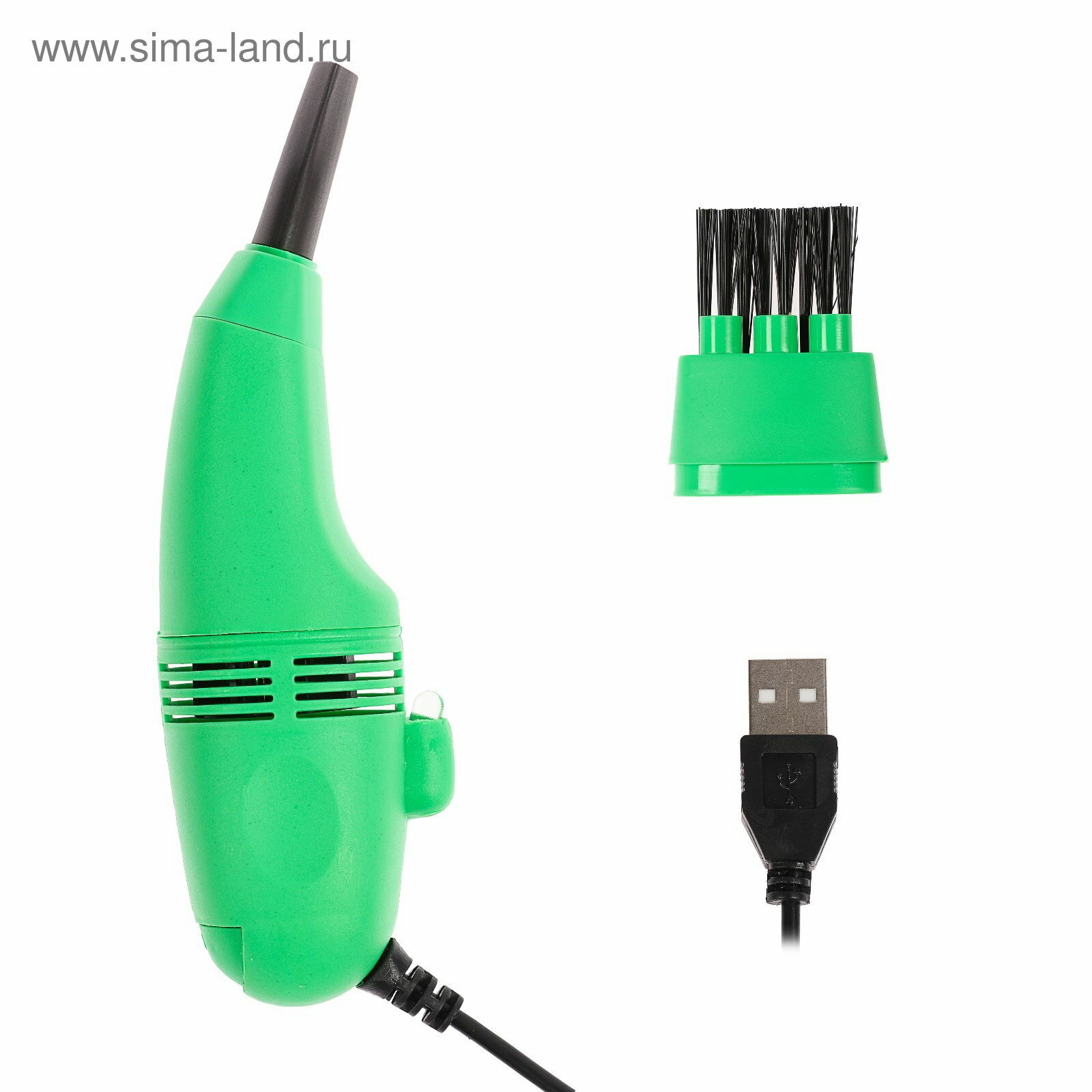 Пылесос для компьютера и периферии Luazon MR-01, от USB, с насадками, зелёный
