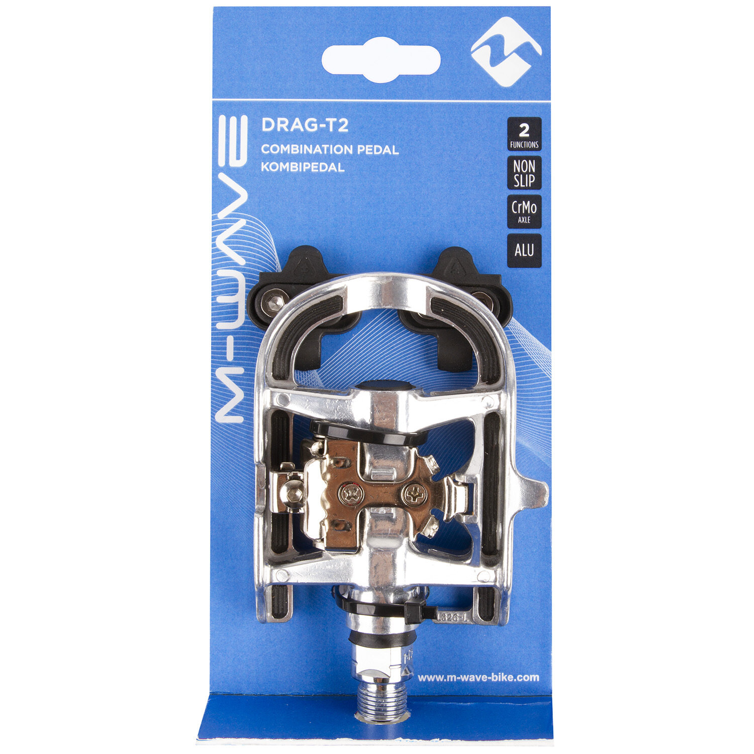 Контактные комбинированные педали для велосипеда M-WAVE DRAG-T2 SPD. Ось Cr-Mo