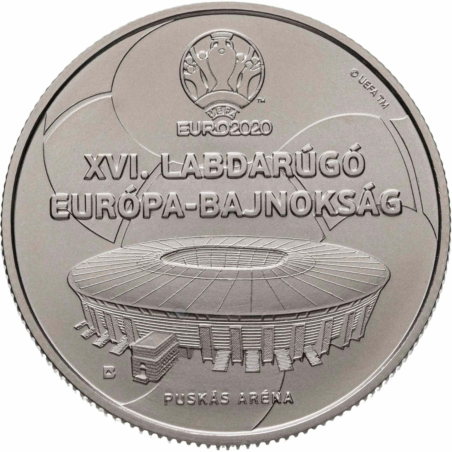 Венгрия 2000 форинтов 2021 "Чемпионат Европы по футболу УЕФА 2020" в капсуле, Мельхиор медь-никель, в сохранности BUNC
