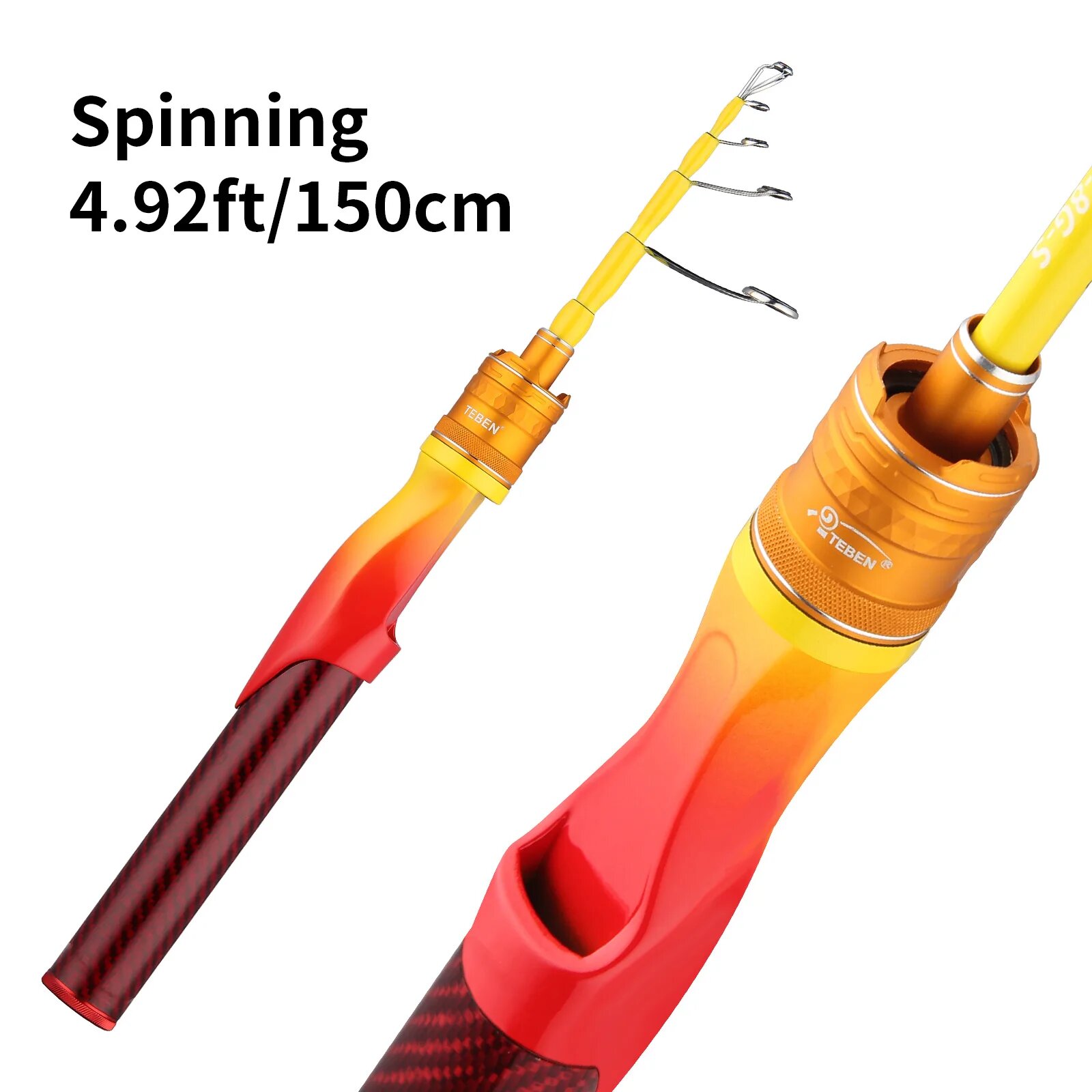 TEBEN LSY Телескопическая Удочка из Углерода 4.92 фута для Микроприманок Spinning Rod
