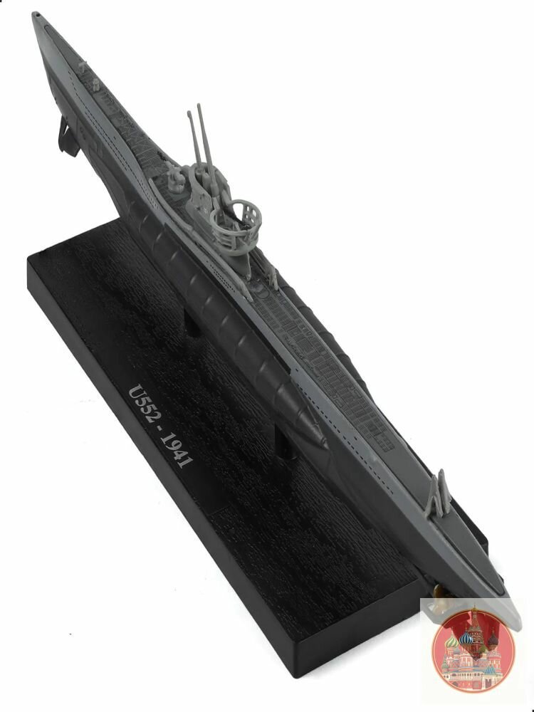 Модель подводной лодки U-552 Roter Teufel 1:350 в подставке, серая, детализированная - подарок для моряков
