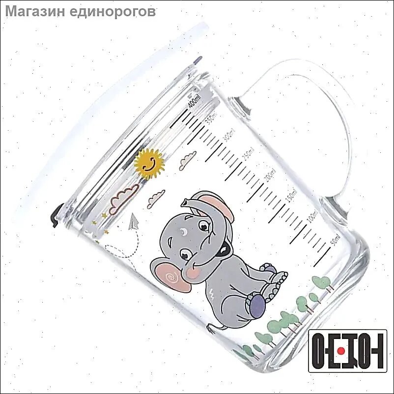 Стеклянная мерная кружка для детей с ручкой, термостойкая, с соломинкой, цельная конструкция
