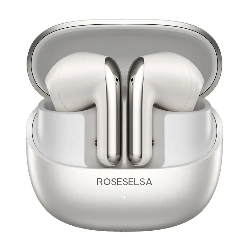 Наушники ROSESELSA mirror с Bluetooth, удобные в носке, полу-накладная конструкция, подходят для спорта и бега, белые