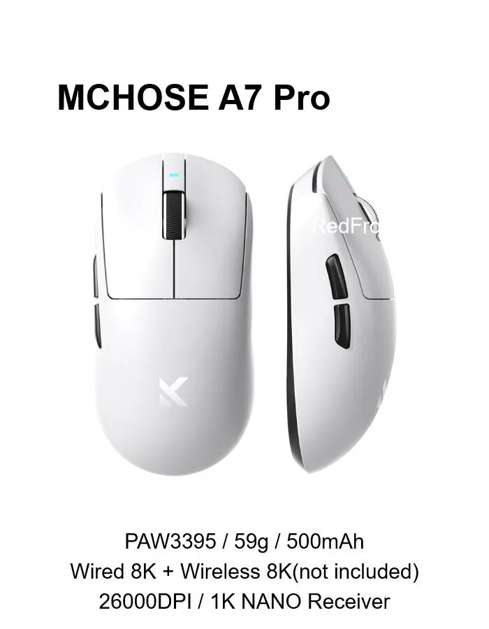 MCHOSE Мышь беспроводная A7 Pro, белый, кремовый