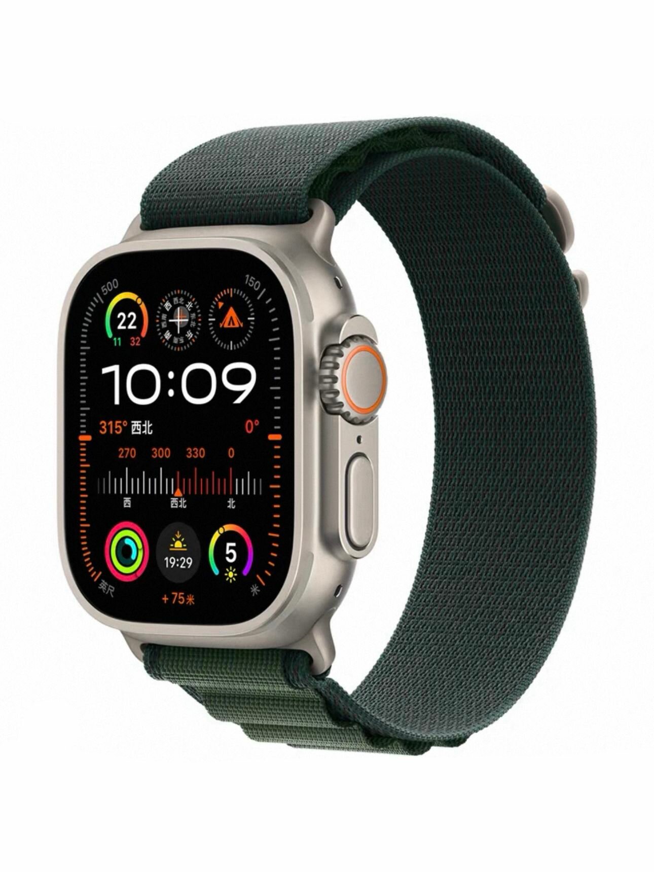 Ремешок для Apple Watch 42 / 44 / 45 / Ultra 49 mm Alpine Loop Natural Titanium Dark Green