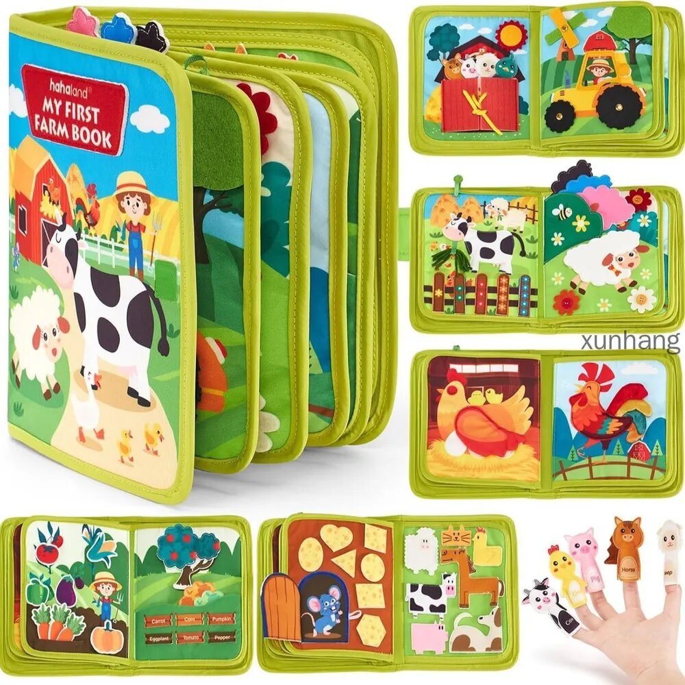 Книжка-игрушка HAHALAND My First Farm Book, Книжка-игрушка для детей от 1 года, Развивающие игрушки Монтессори