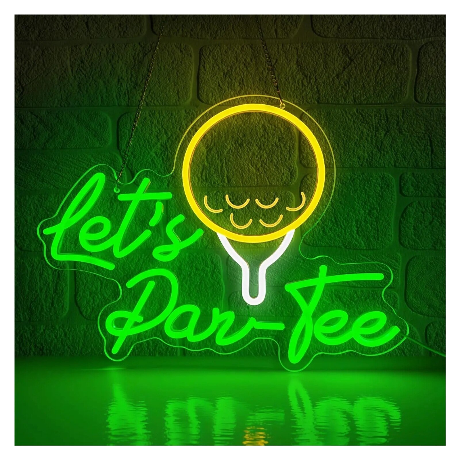 Неоновая вывеска Let's Par Tee с USB-подключением и регулируемой яркостью, настенное украшение 40x29cm