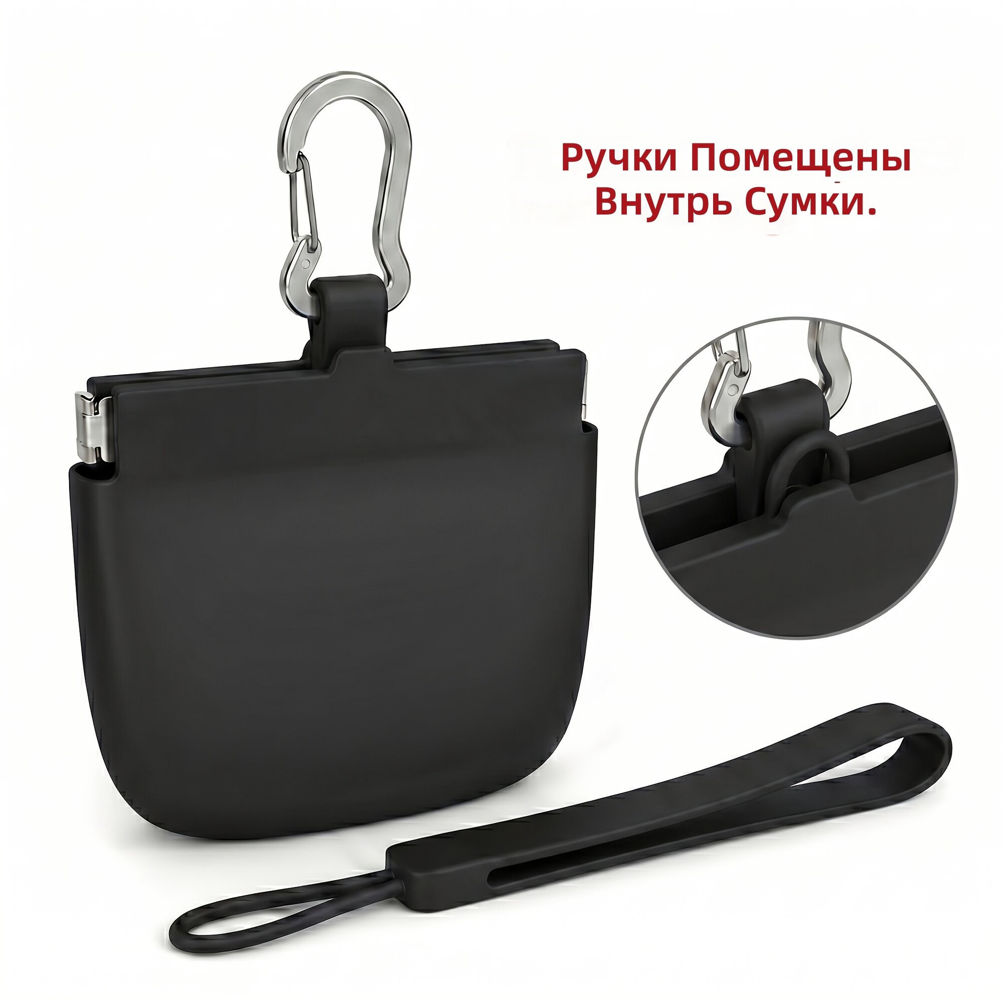 Силиконовая сумка для лакомств для собак, карманная сумочка для дрессировки щенков с управлением одной рукой, с карабином и автоматическим закрытием, с ремешком на запястье, портативная, черная