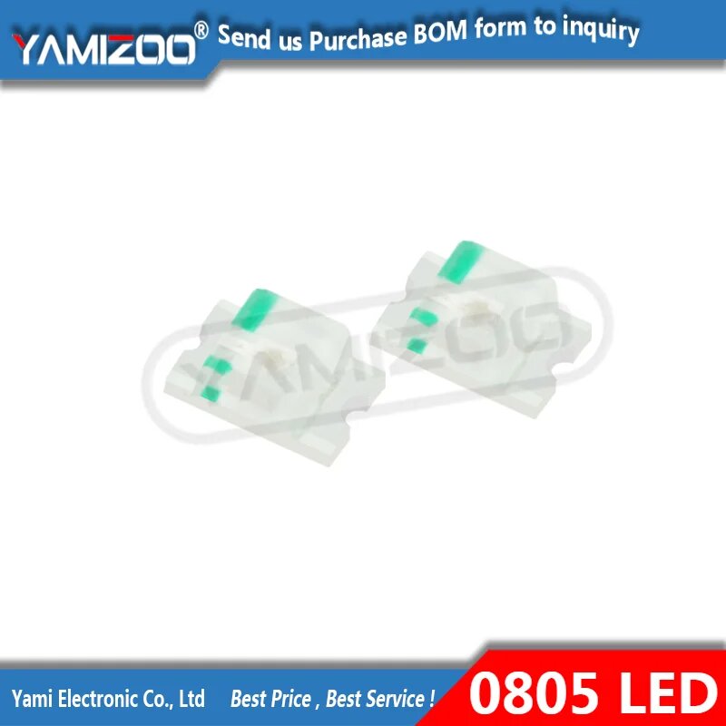 100 шт SMD LED диоды 0805 желтые, красные, зеленые, синие, белые WHITE