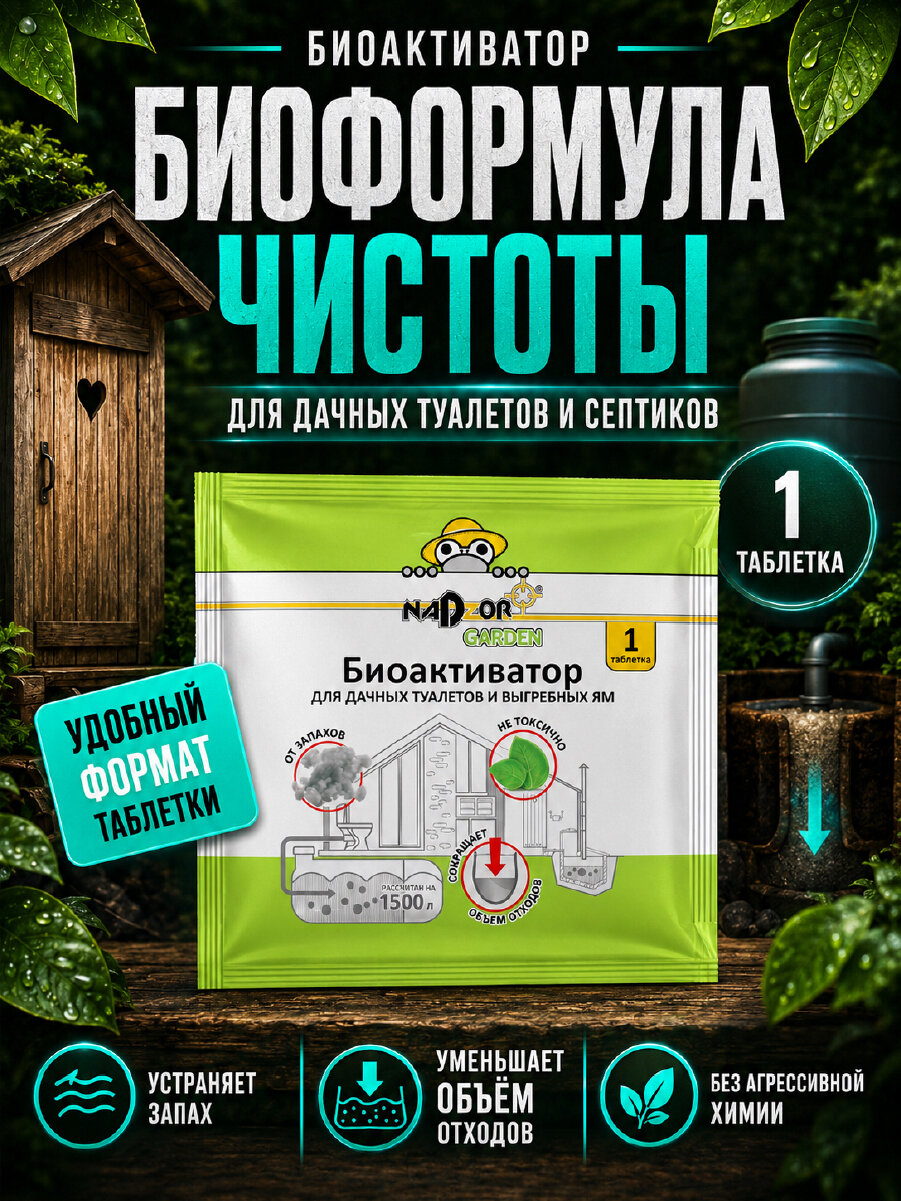 Биоактиватор для дачных туалетов и септиков Nadzor 1 таблетка 5г