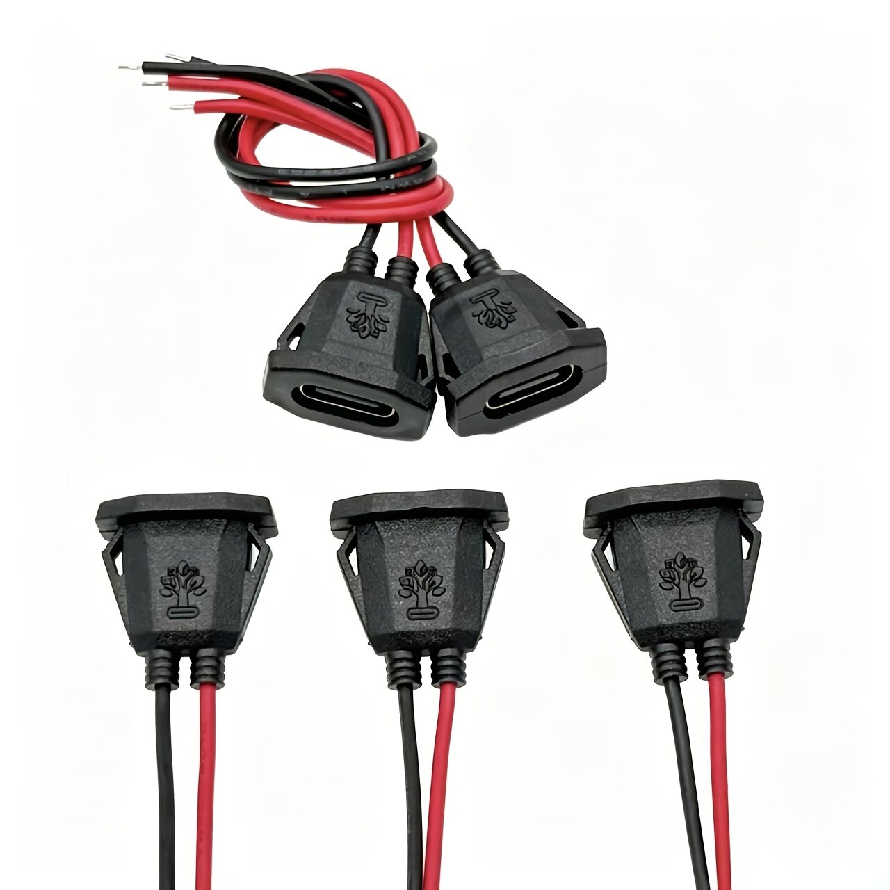 Разъем Type-C Female 2-pin, черный, 5 шт, полигональный антиразрывной дизайн, с лужеными выводами для пайки, тяжелый стабильный разъем для защиты кабеля для электронного ремонта