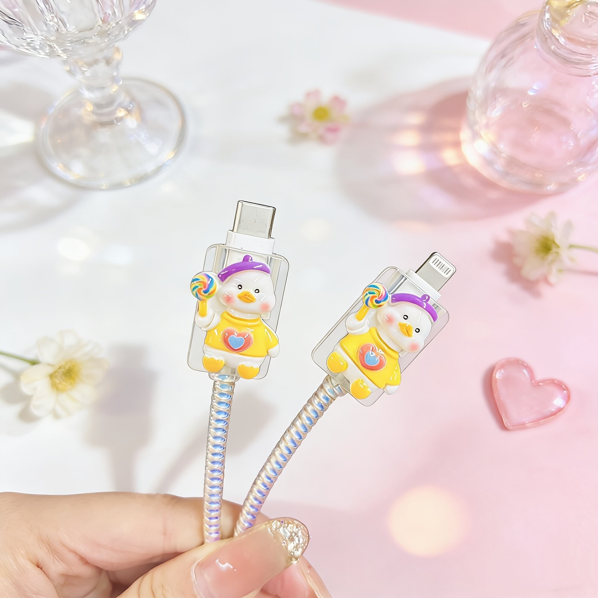 Защитная накладка для кабеля зарядки Type-C, 4 шт, стиль Lollipop Duckling