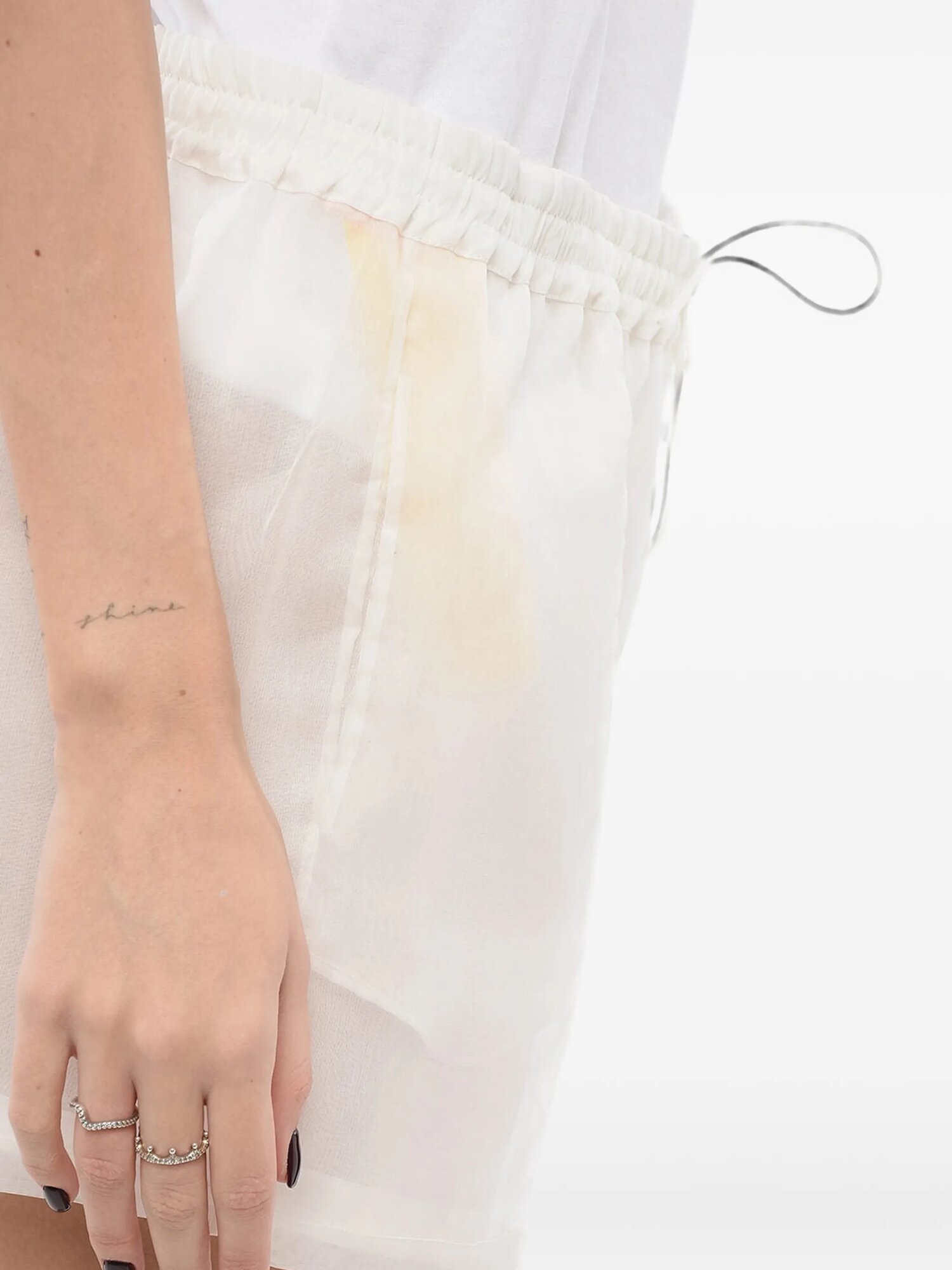 Шорты Super Blond Pleated drawstring mini shorts, размер 40, бежевый/белый — фото 1