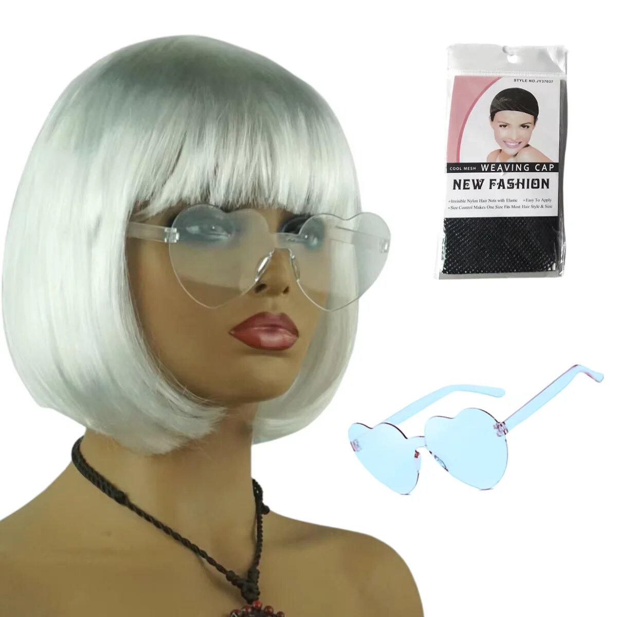 Белый синтетический парик Bobo