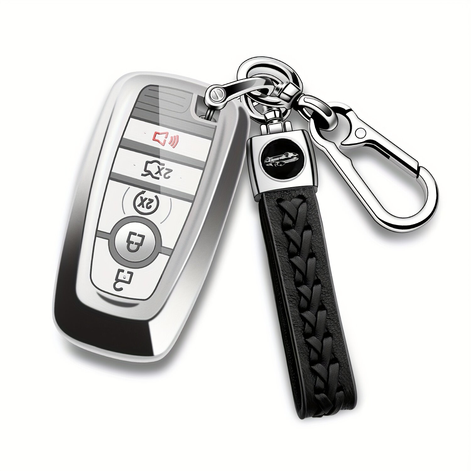 Чехол для ключа TPU для Explorer, Fusion, Escape, Edge, Expedition, F150, F250, F350, F450, F550, Maverick, Mustang (3/4/5 кнопок), серебристый